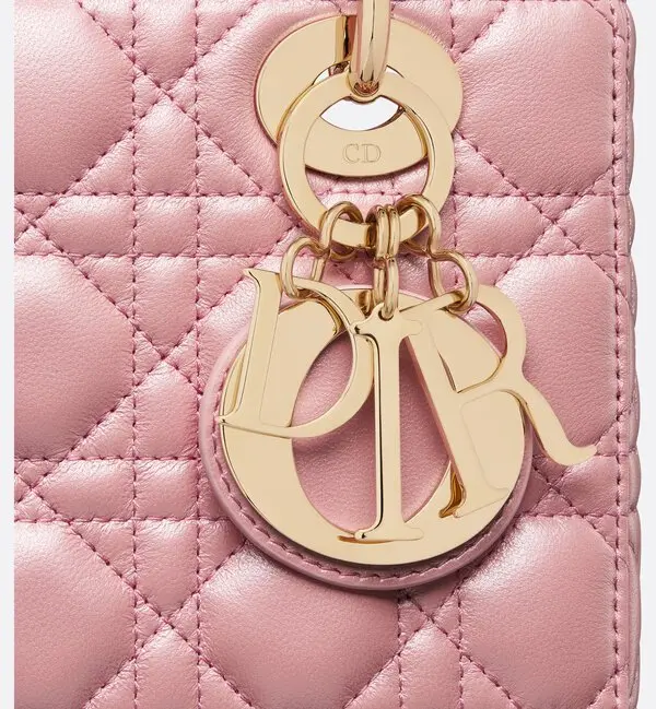 Dior Small Lady Bag - Melocoton Pink Pearlescent Cannage Lambskin